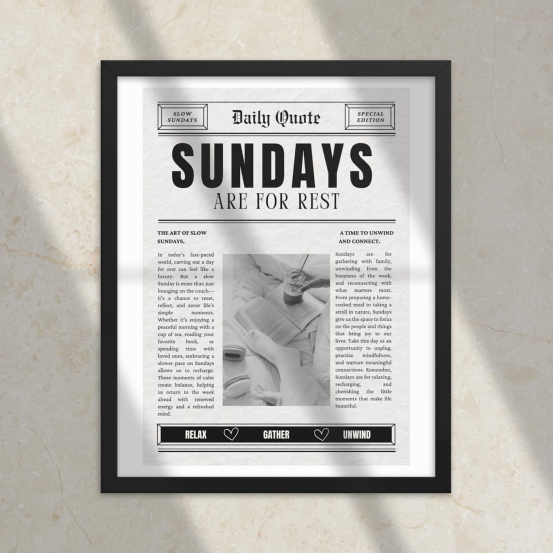 Trendy Modern Minimalist Newspaper Art Print Digital Download for ...