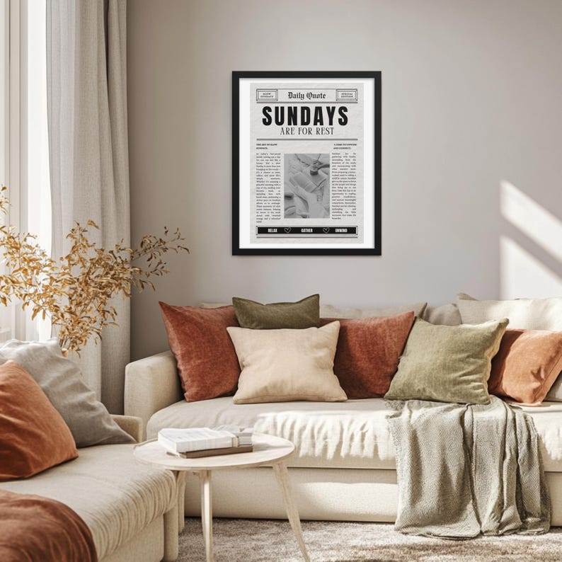 Trendy Modern Minimalist Newspaper Art Print Digital Download for ...