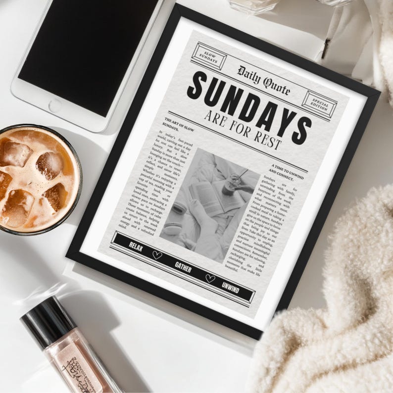 Trendy Modern Minimalist Newspaper Art Print Digital Download for ...