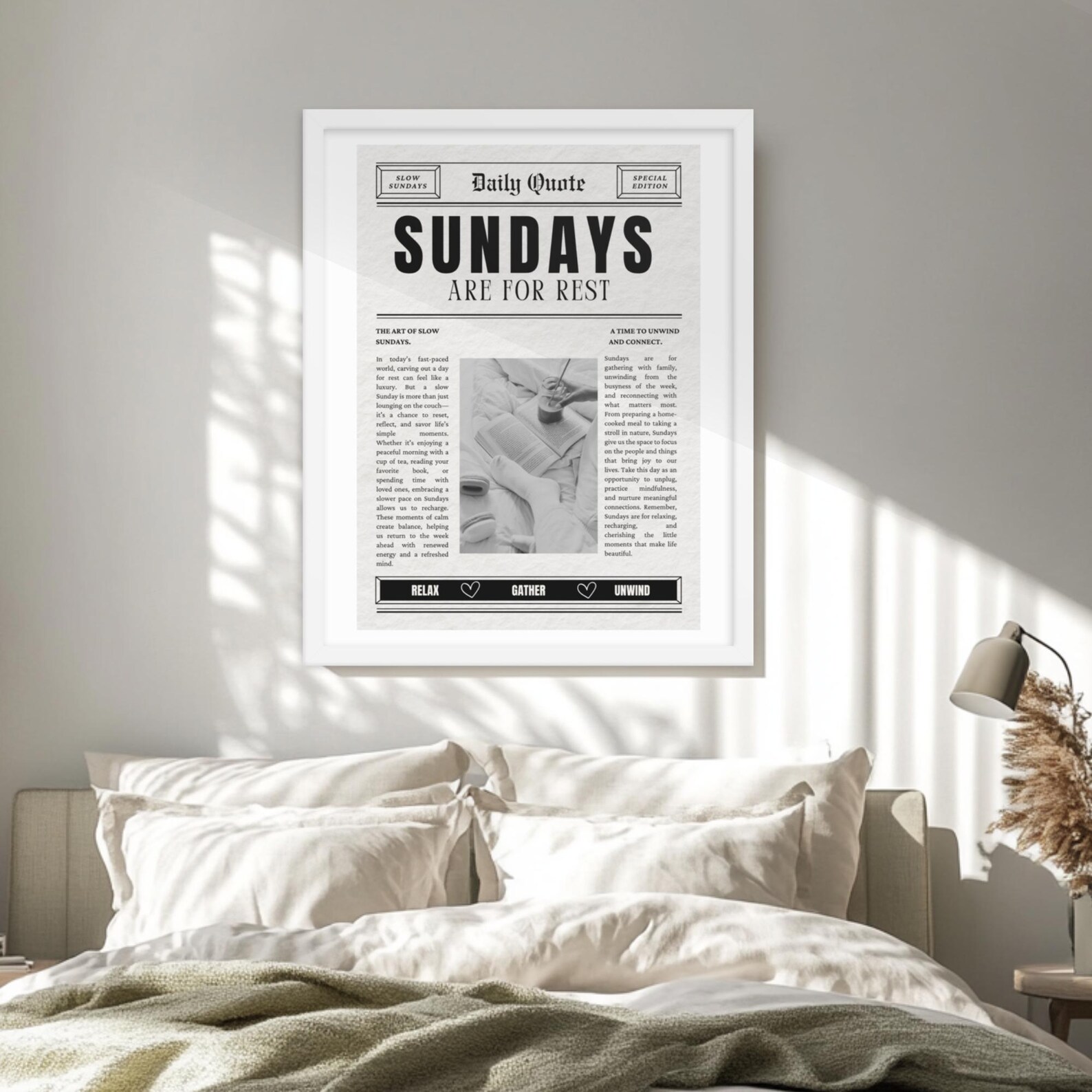 Trendy Modern Minimalist Newspaper Art Print Digital Download for ...