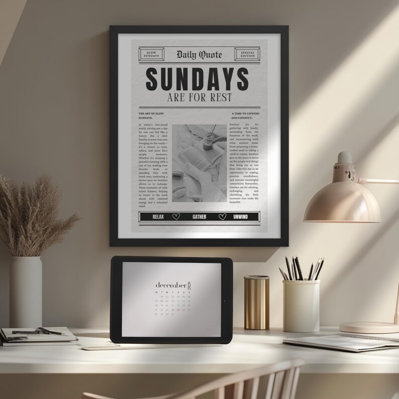 Trendy Modern Minimalist Newspaper Art Print Digital Download for ...