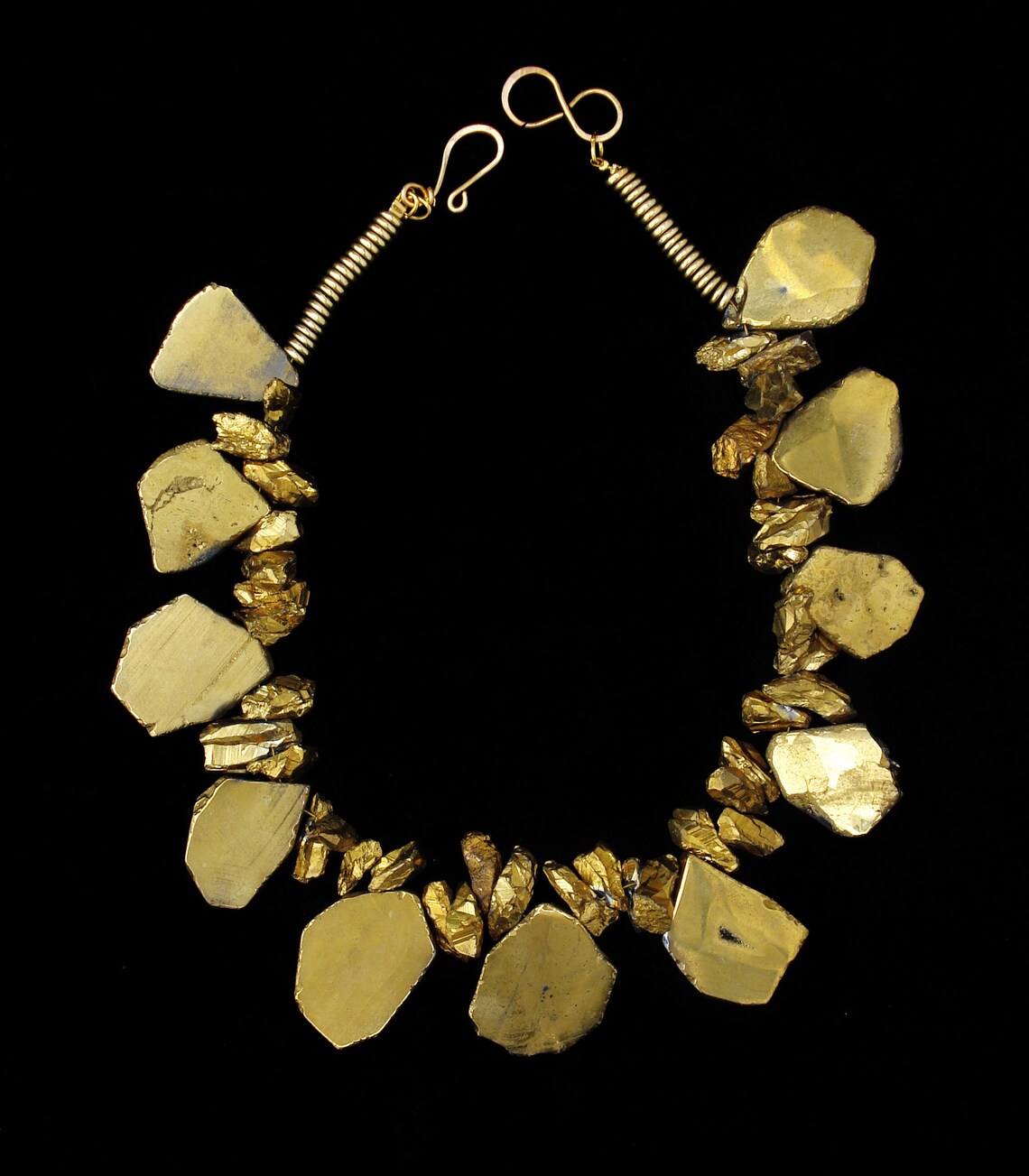 Chunky Gold Titanium Quartz Tile and Nugget Necklace - Etsy