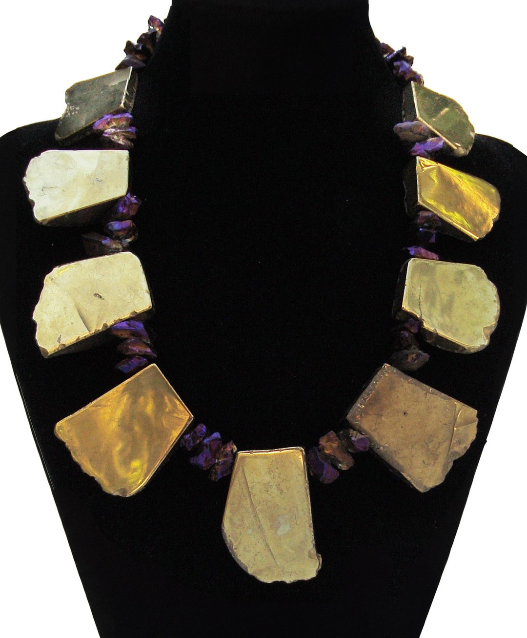 Chunky Gold and Purple Titanium Quartz Necklace - Etsy