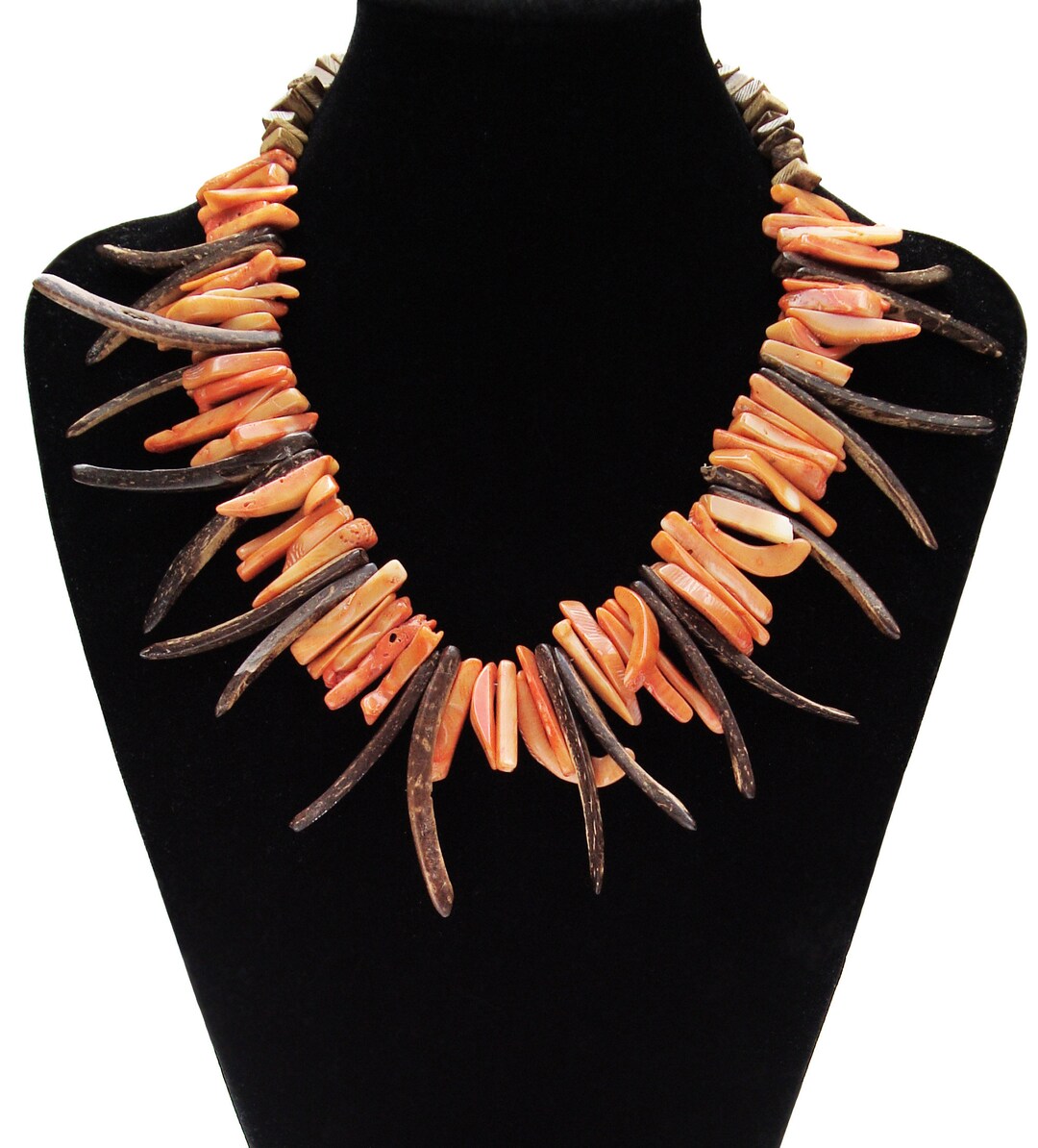 Coral Shard and Coconut Shell Spears Necklace - Etsy