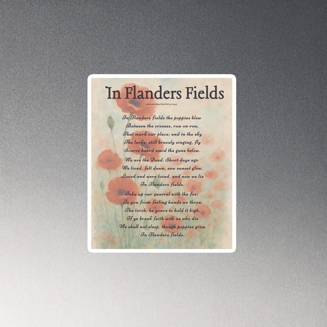 In Flanders Fields Memorial Magnet – Watercolor Poppies Poem Magnet ...