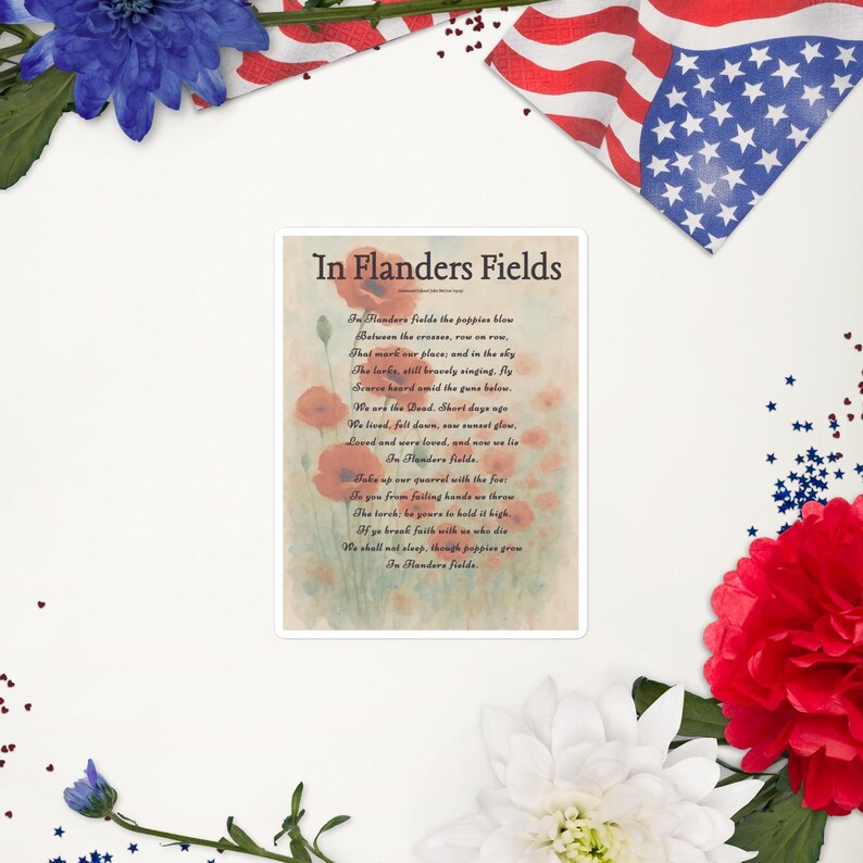 In Flanders Fields Sticker – Watercolor Poppy Poem Vinyl Decal ...