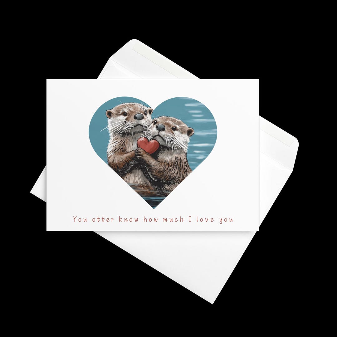 Otter Valentine's Day Card - Etsy