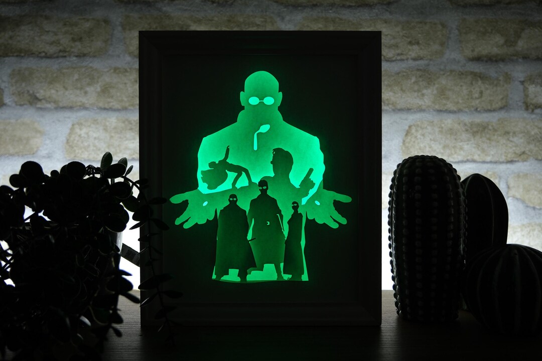 The Matrix Themed Light Box Shadow Box LED Lit Neo and Trinity Art Sci ...