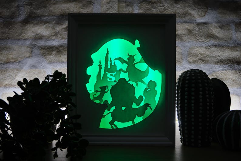 Shrek Light Box Glowing Fairytale Decor Enchanted Castle Silhouette ...