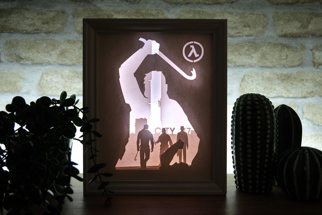 Half-life Themed Light Box Shadow Box LED Lit Gordon Freeman Art Gamer ...