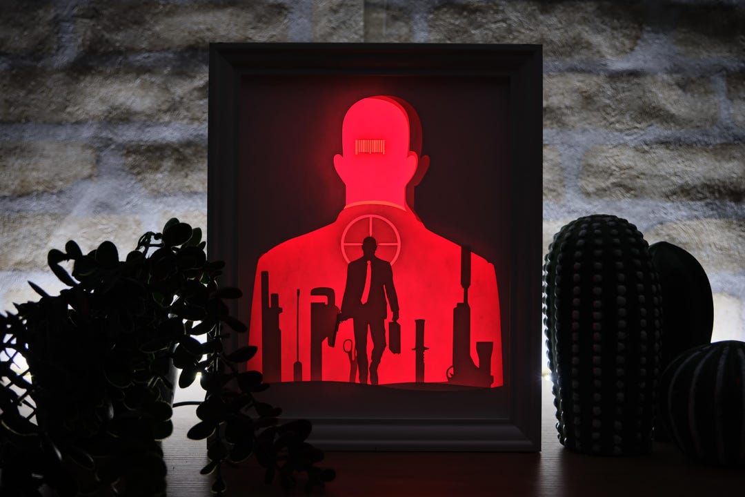 Hitman Light Box Agent 47 Shadow Box Art LED Night Light for Gamers ...
