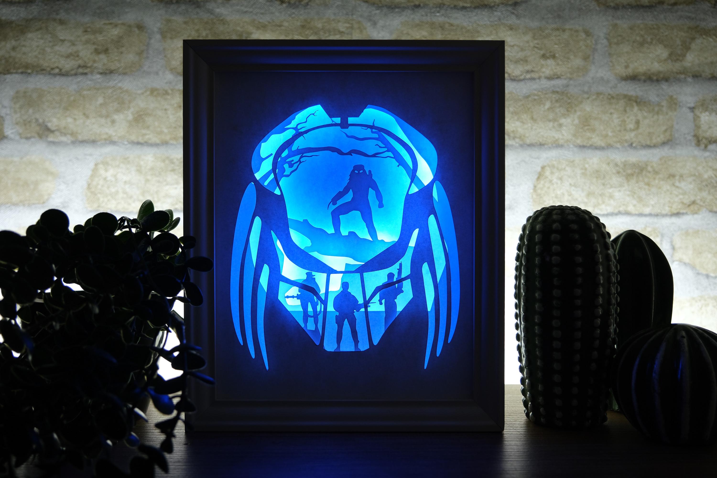 Predator Themed Light Box Shadow Box LED Lit Alien Hunter Art Movie ...