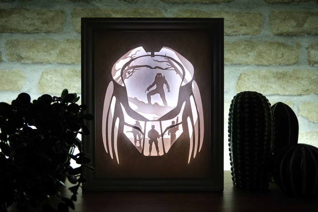 Predator Themed Light Box Shadow Box LED Lit Alien Hunter Art Movie ...