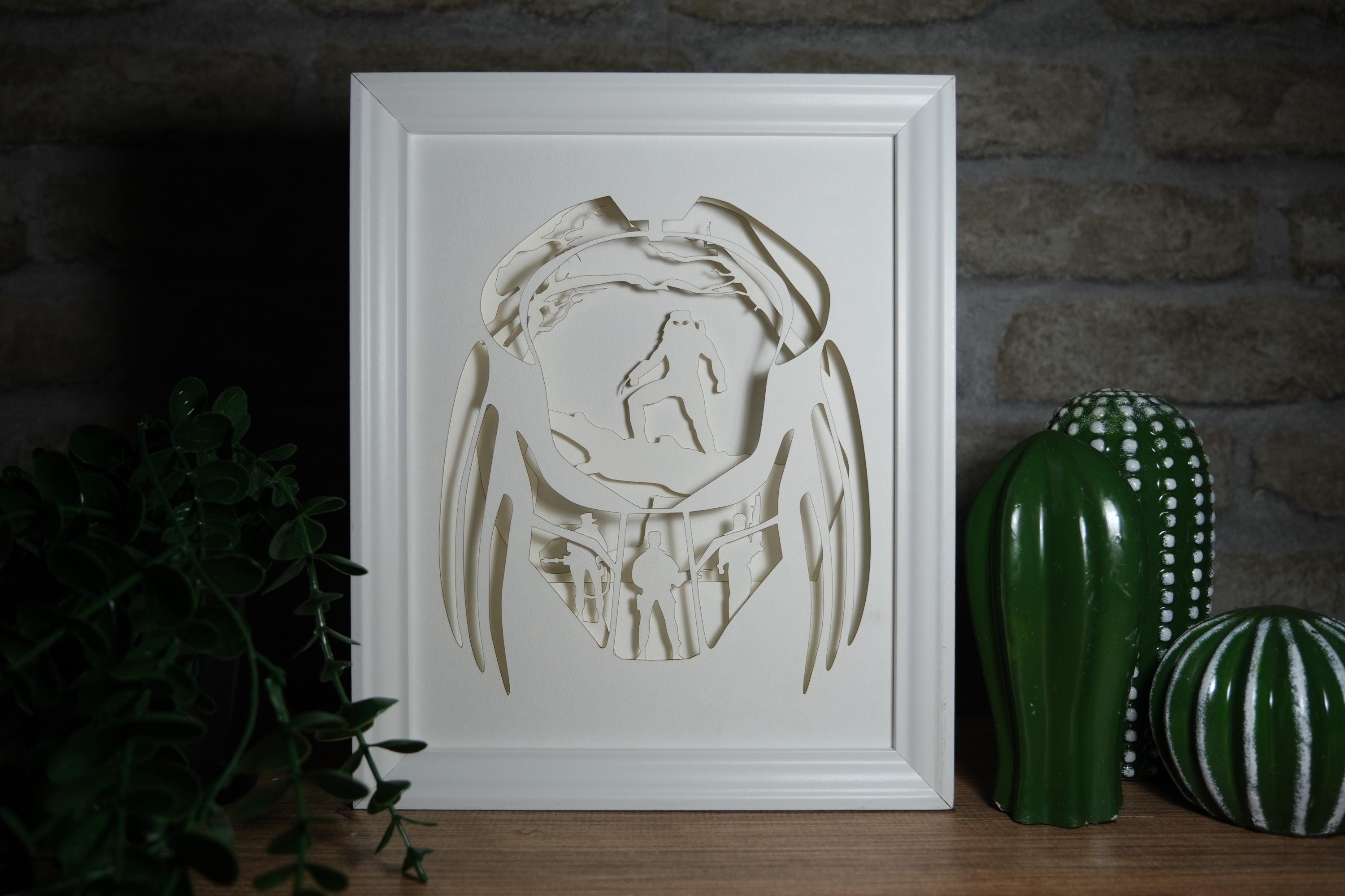Predator Themed Light Box Shadow Box LED Lit Alien Hunter Art Movie ...