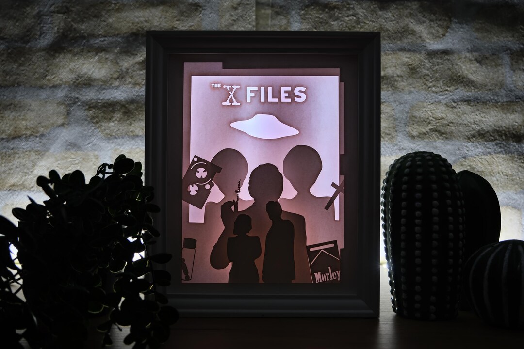 X-files Light Box Art Mulder and Scully Silhouette Night Light UFO ...