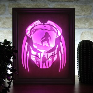 Predator Themed Light Box Shadow Box LED Lit Alien Hunter Art Movie ...