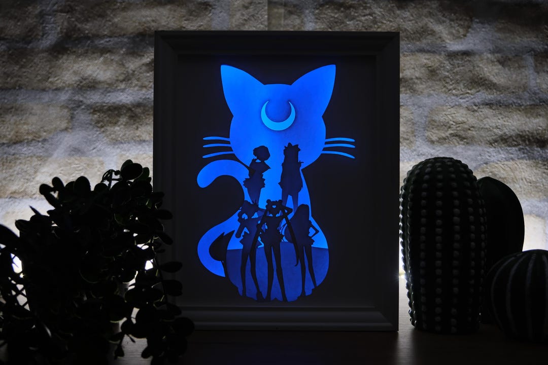 Sailor Moon Light Box, Anime Moonlight Silhouette, Magical Girl Decor ...