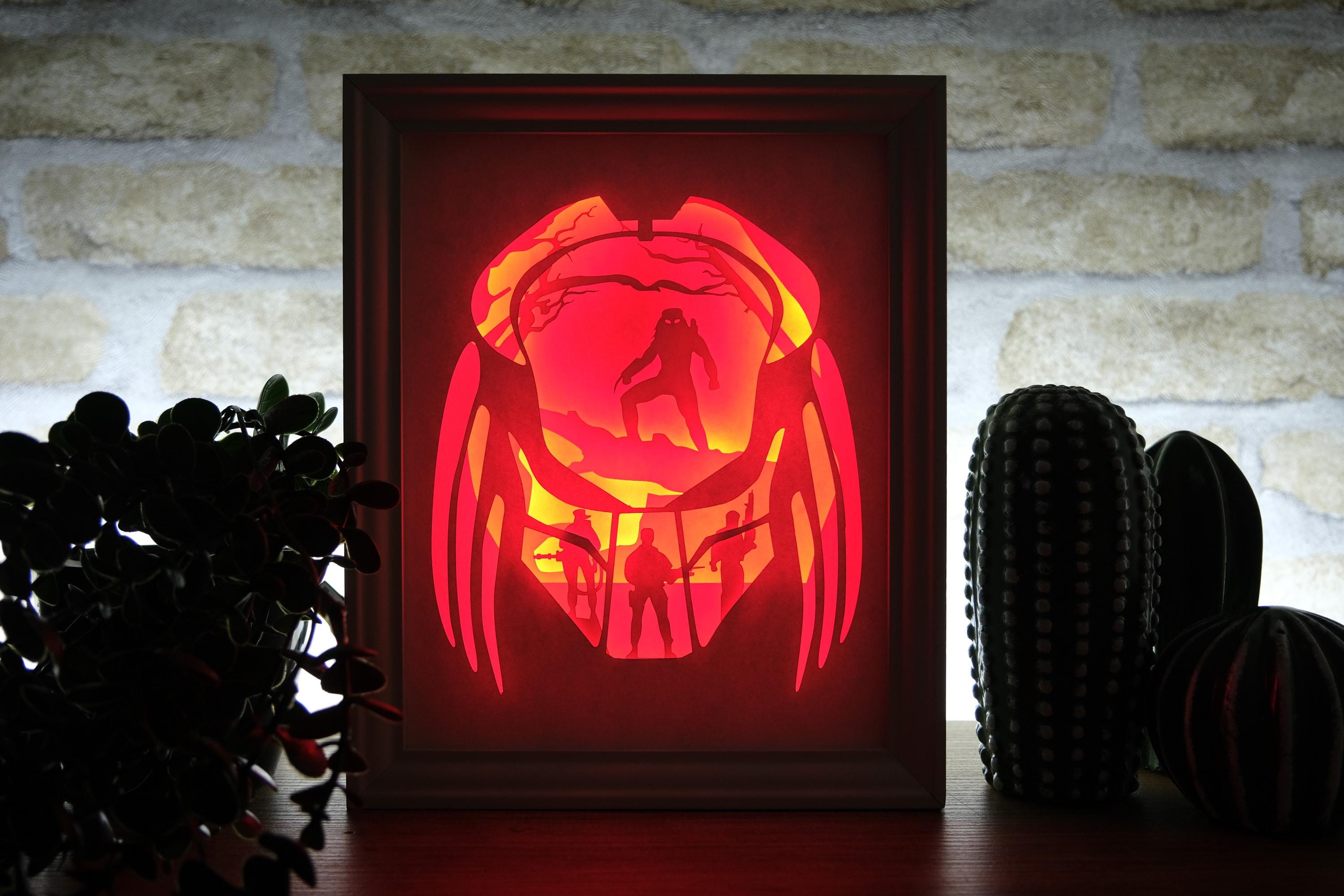 Predator Themed Light Box Shadow Box LED Lit Alien Hunter Art Movie ...