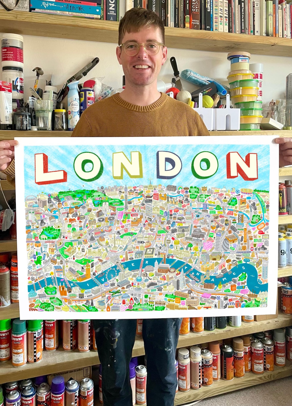 Angry Dan's New Illustrated Map of London Signed A1 Shipping Early ...