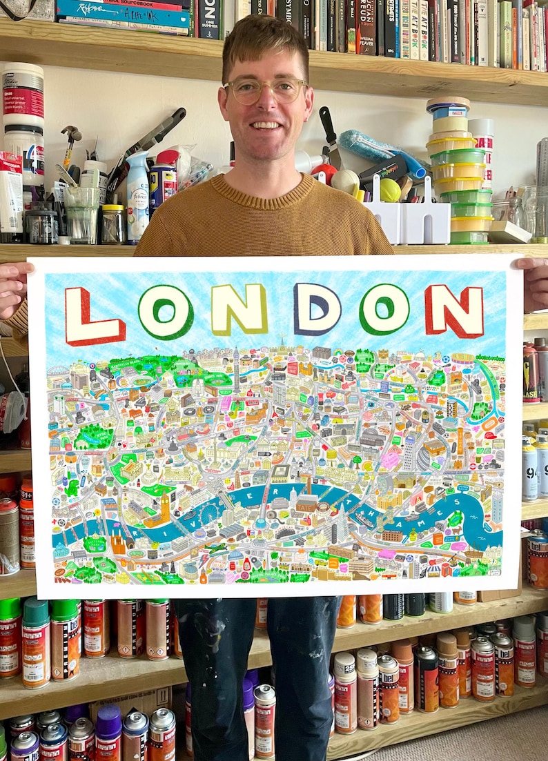 Angry Dan's New Illustrated Map of London Signed A1 Shipping Early ...