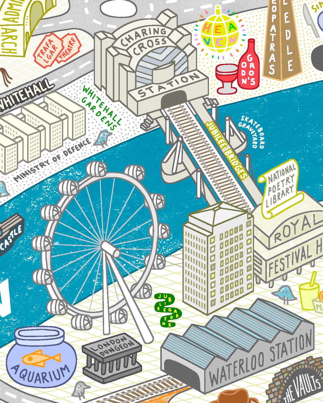 Illustrated Map of London | Signed | A1 - Etsy