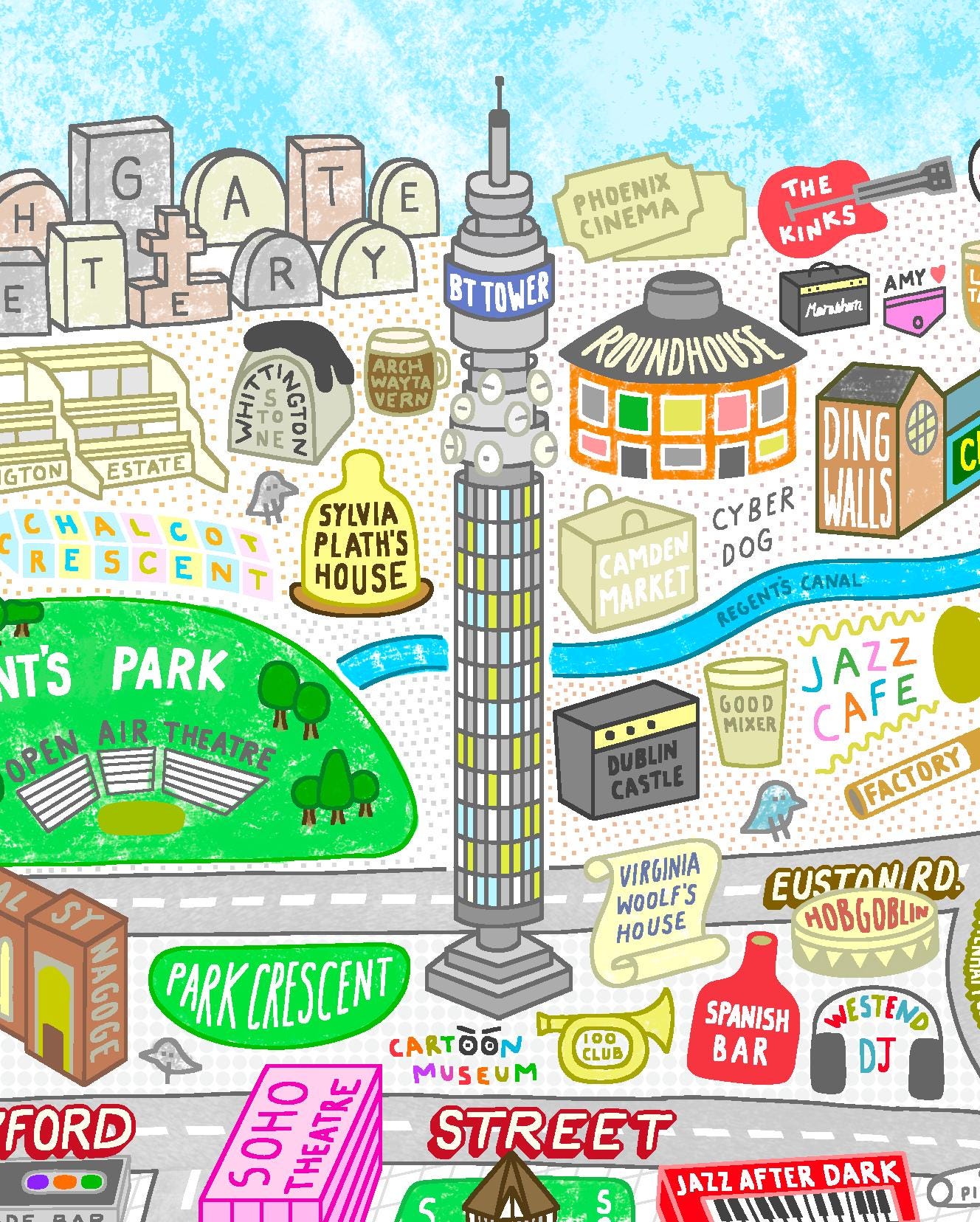 Illustrated Map of London | Signed | A1 - Etsy