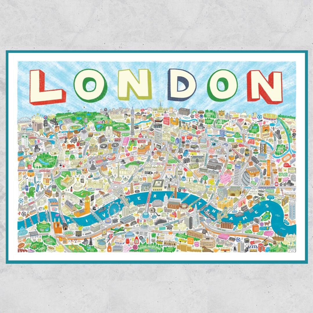 Illustrated Map of London | Signed | A1 - Etsy