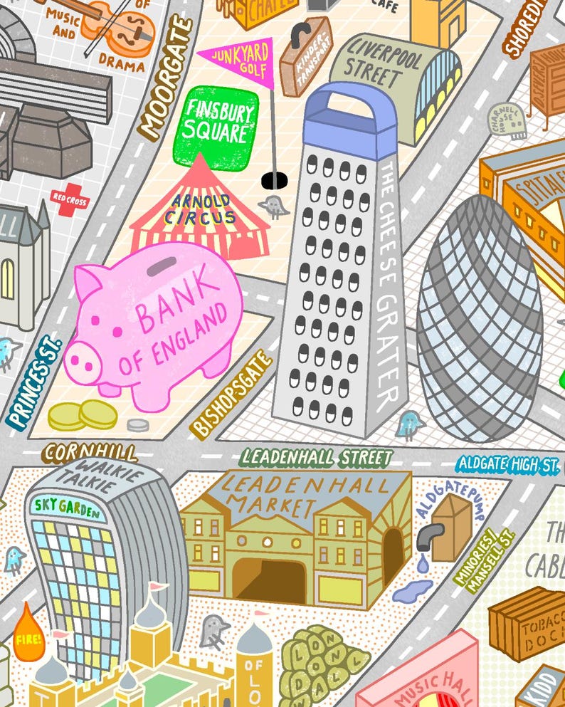 Angry Dan's New Illustrated Map of London Signed A1 Shipping Early ...