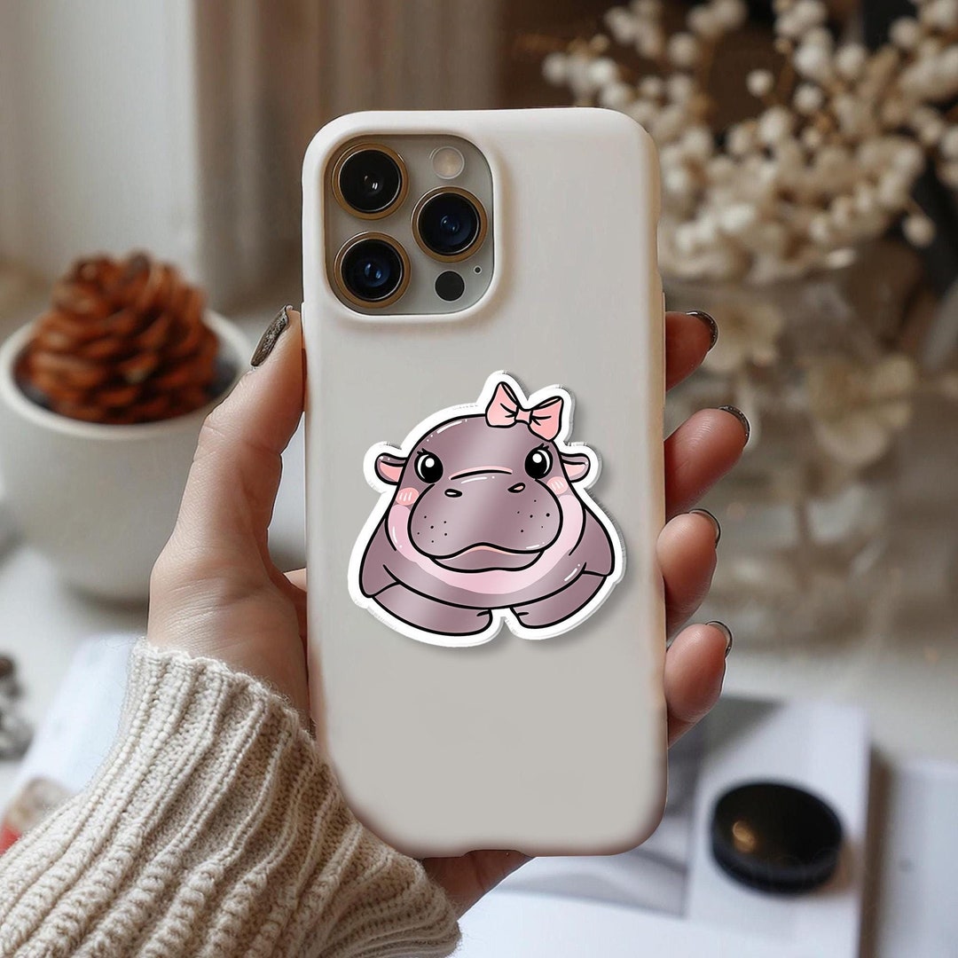 Pygmy Hippo Peeker Phone Grip, Funny Cute Baby Hippo Moo Deng Acrylic ...