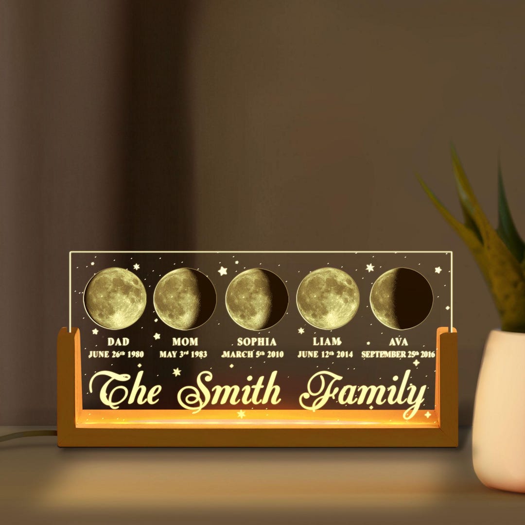 Personalized Moon Phase by Date Gift, Custom Family Moon Phase, Custom ...