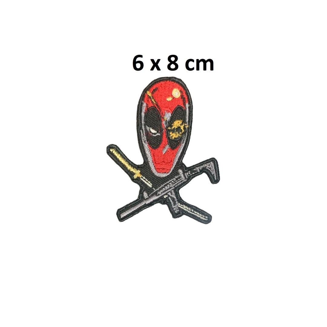 Deadpool Head Cross Bones Gun Cool Embroidered Iron on Sew on Dress ...