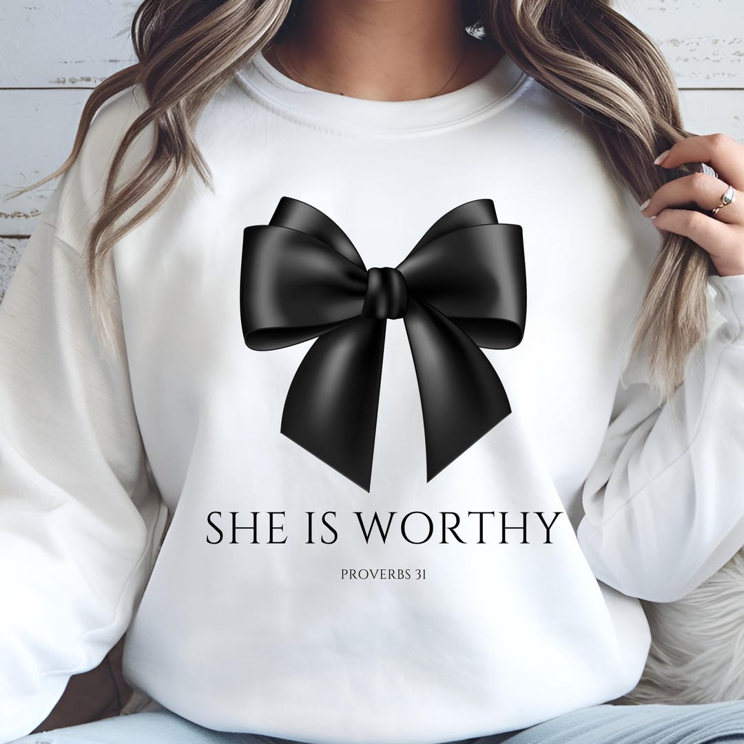 She is Worthy PNG, Black Coquette, Black Bow, Sublimation, Preppy, Bow ...