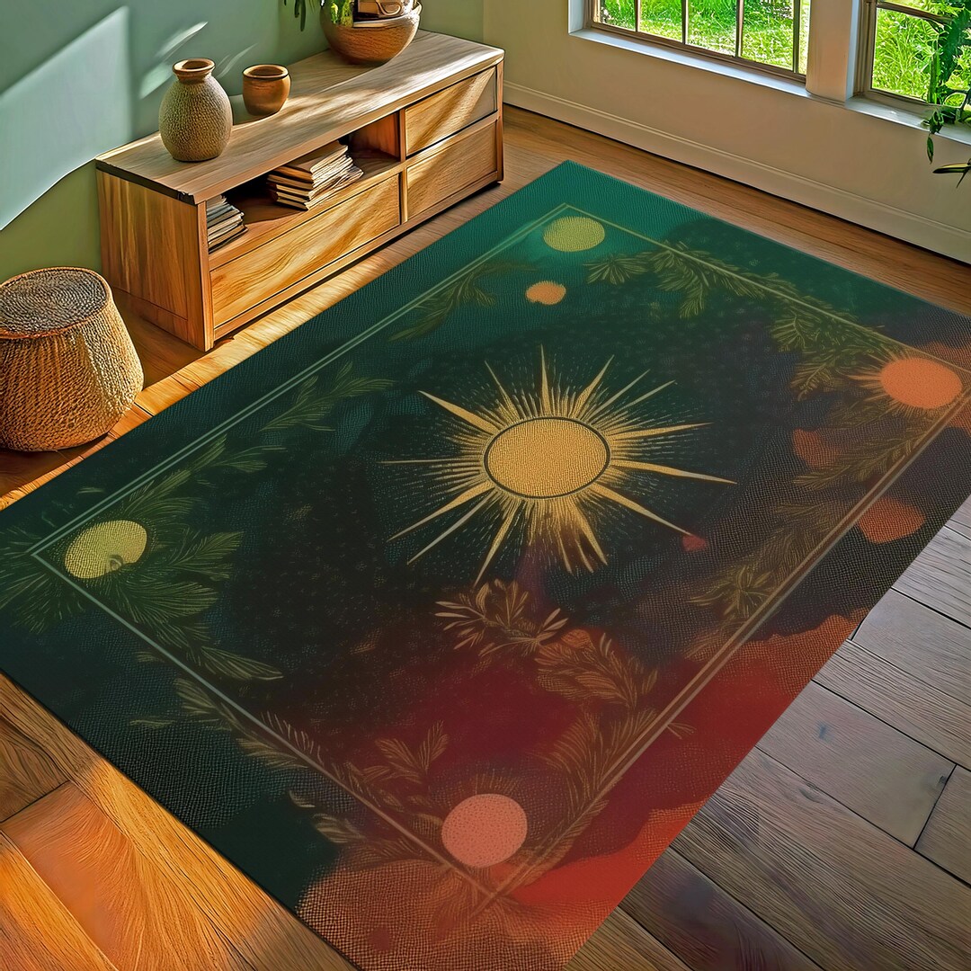 Celestial Sun Rug for Spiritual Decor, Sun and Moon Rug for Celestial ...