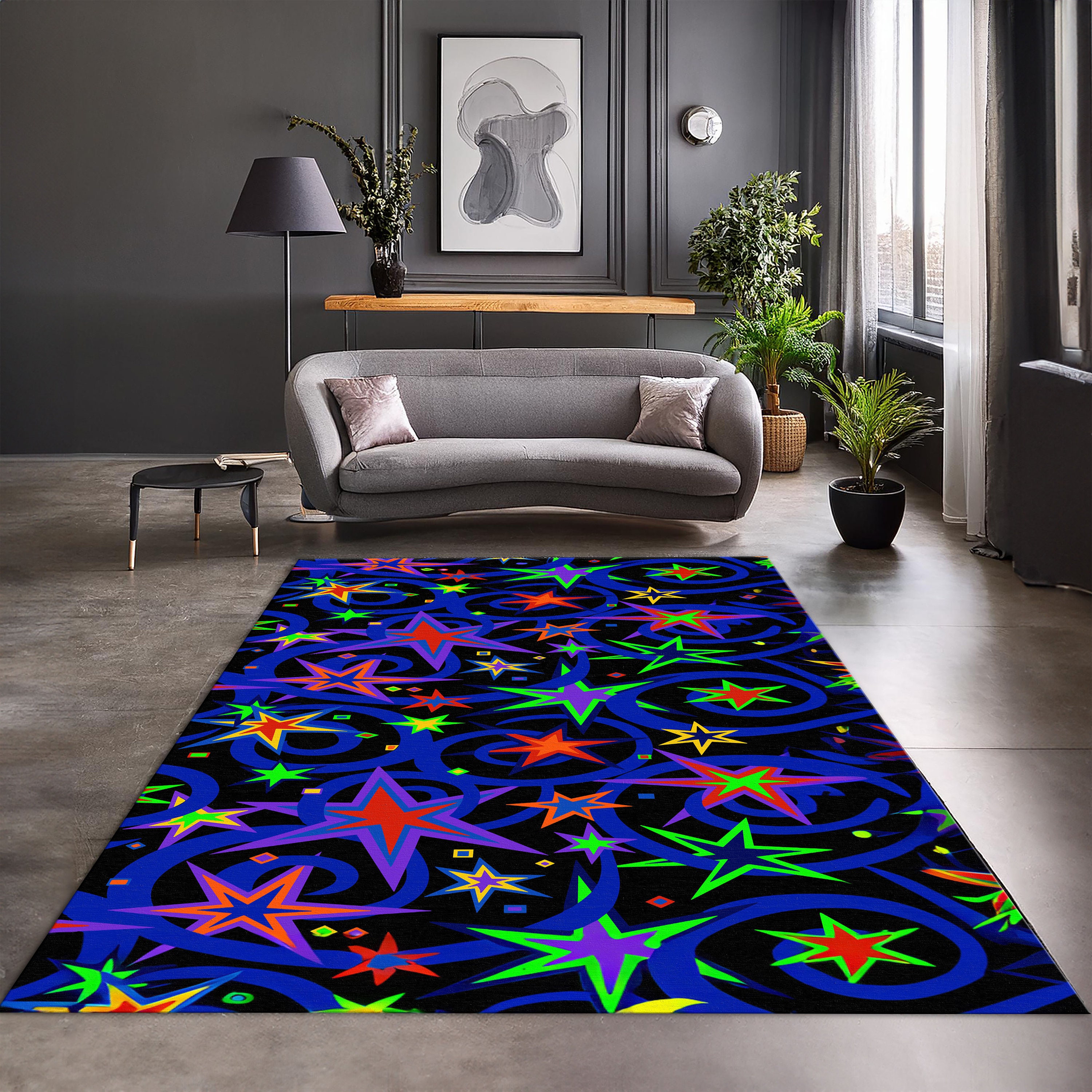 Arcade Stars Rug, Bowling Alley Carpet, Arcade Bar Carpet, Retro Rug ...