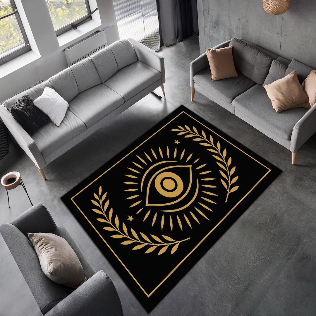 Mystical Gold Eye Rug: Occult Botanical Accents - Gothic Decor - Etsy