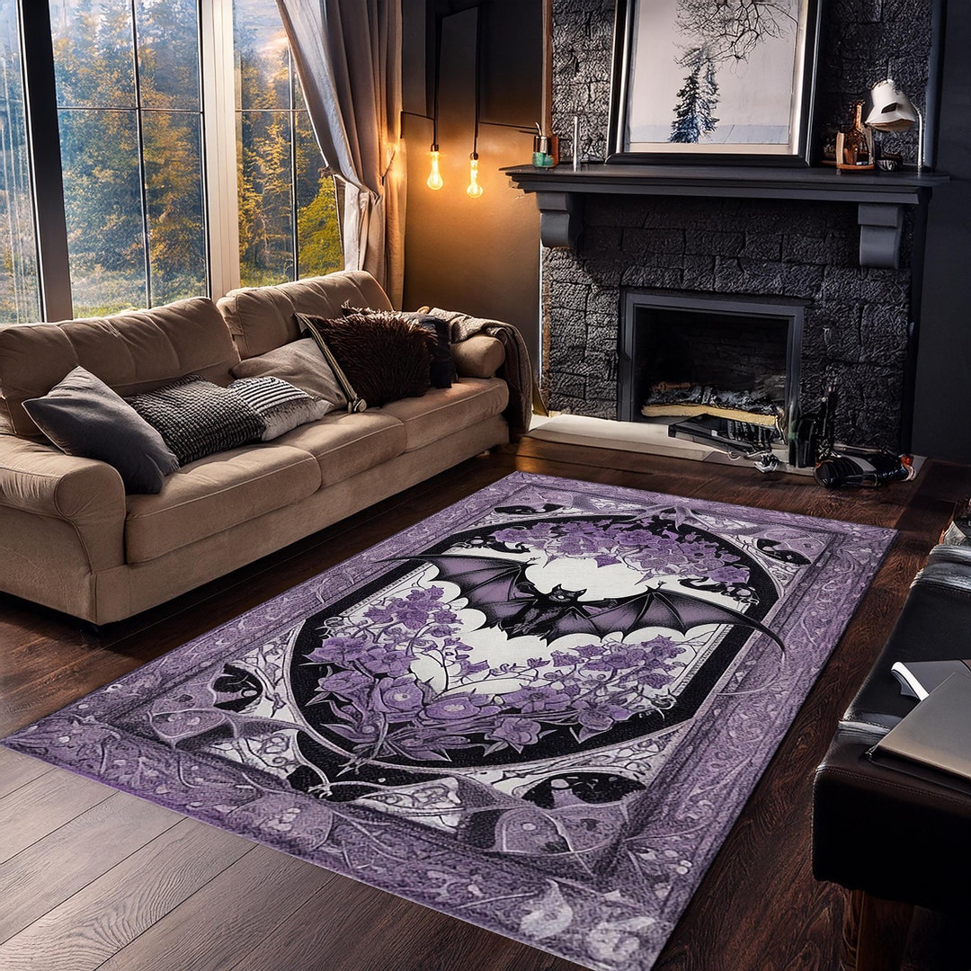 Bat Rug for Goth Room Decor, Bat Rug for Witchy Room Decor, Dark ...