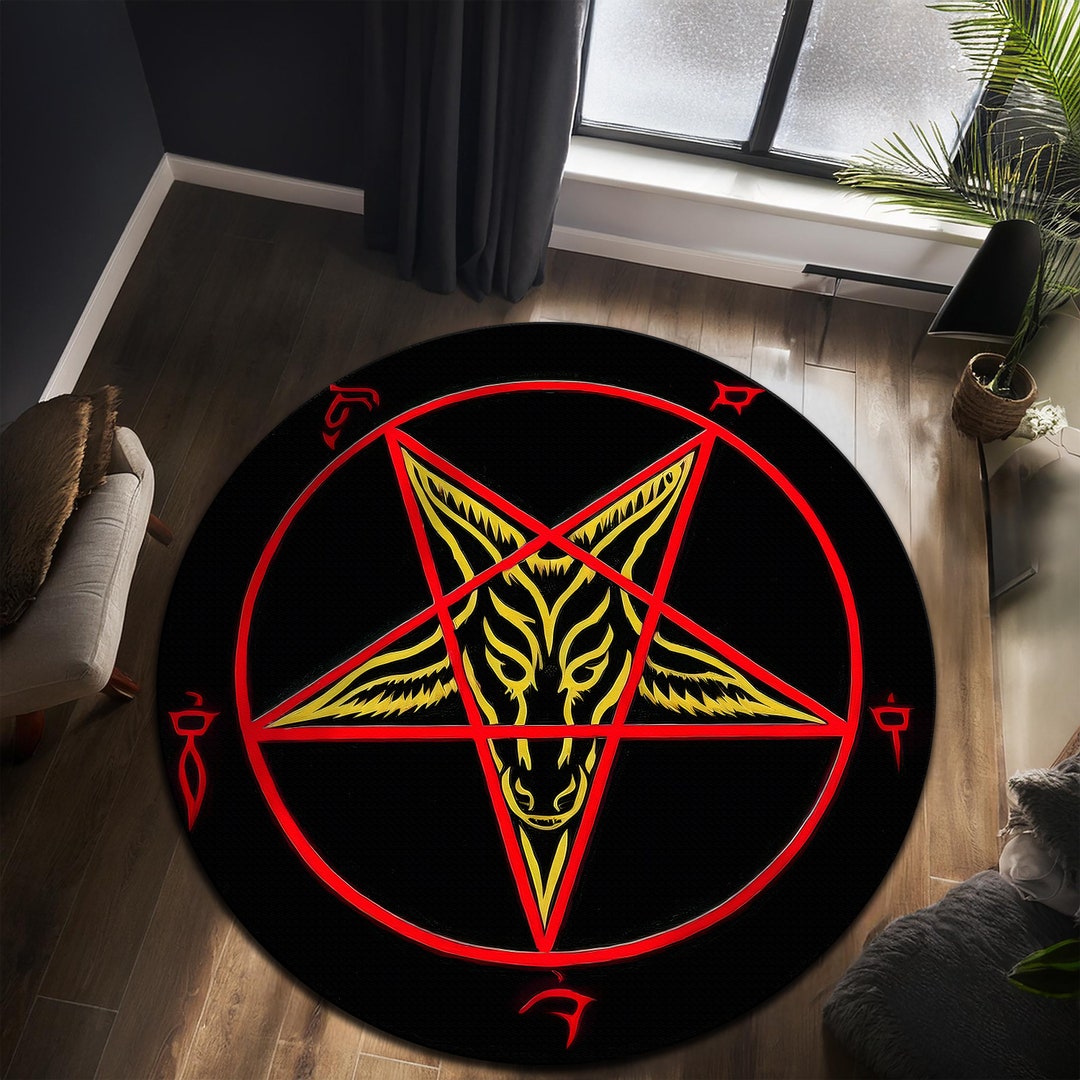 Satanic Pentagram Rug, Devil Rug, Satan Rug, Baphomet Figure, Pentacle ...