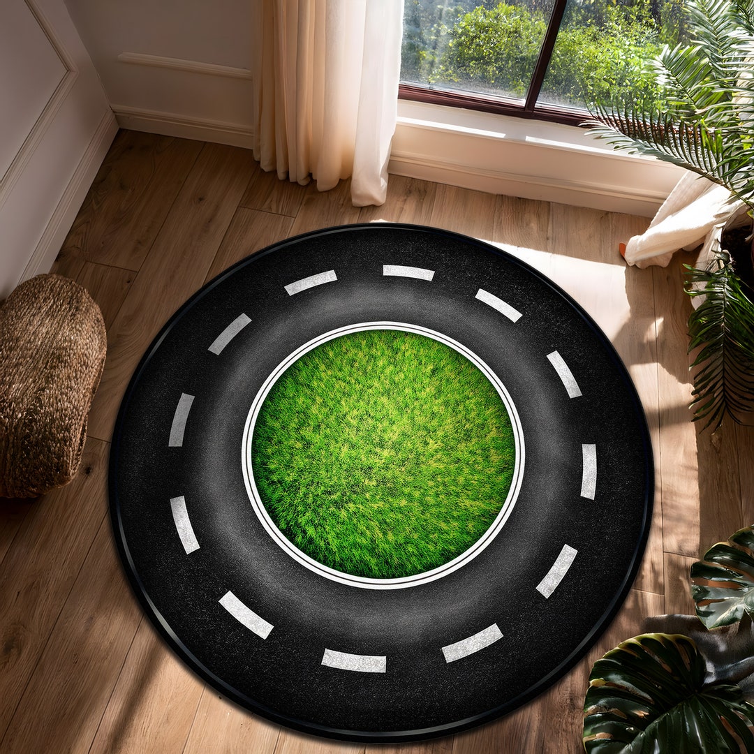 Round Race Track Rug: Kids Room Decor - Etsy