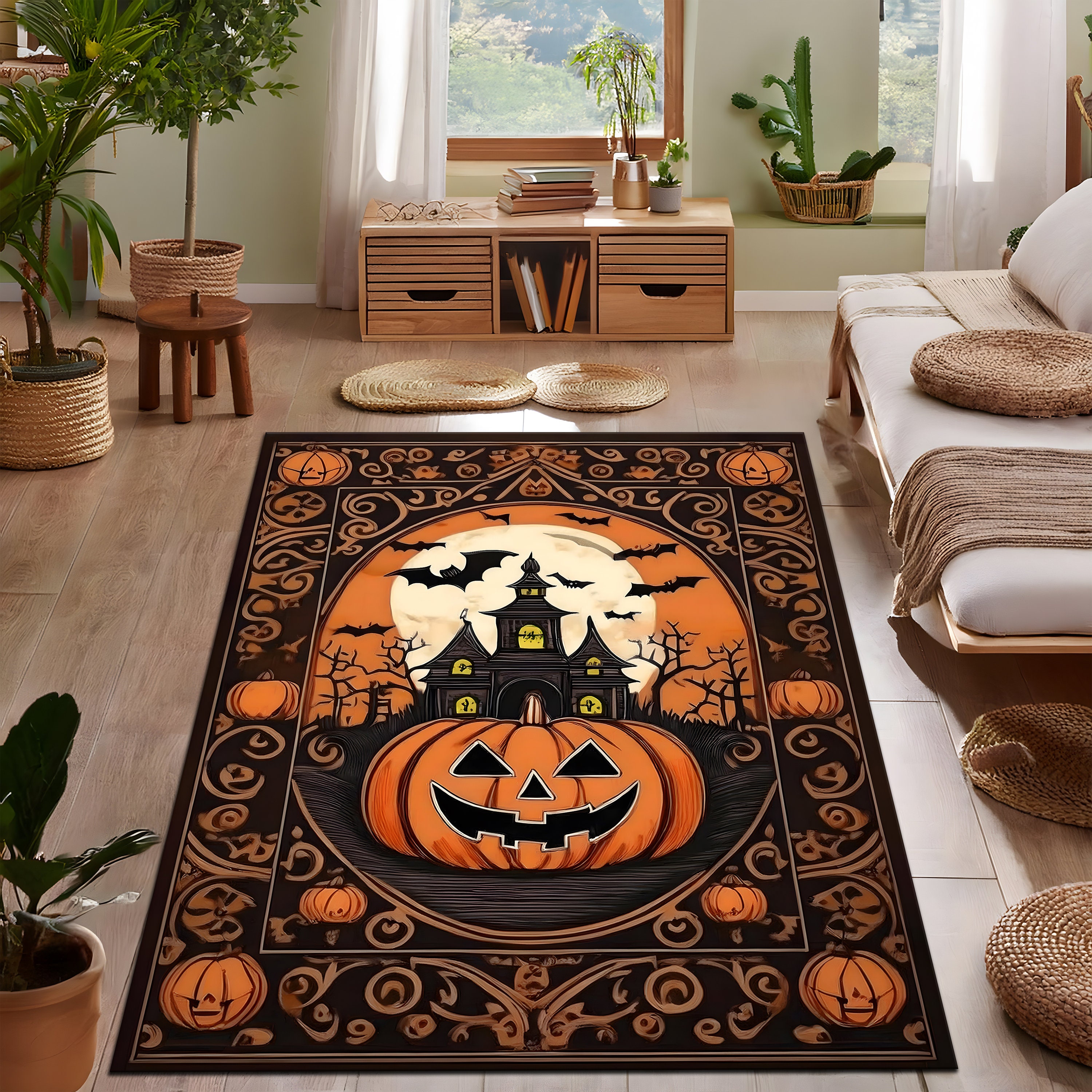 Pumpkin Rug, Halloween Rug, Halloween Decor Rug, Horror Rug, Halloween ...