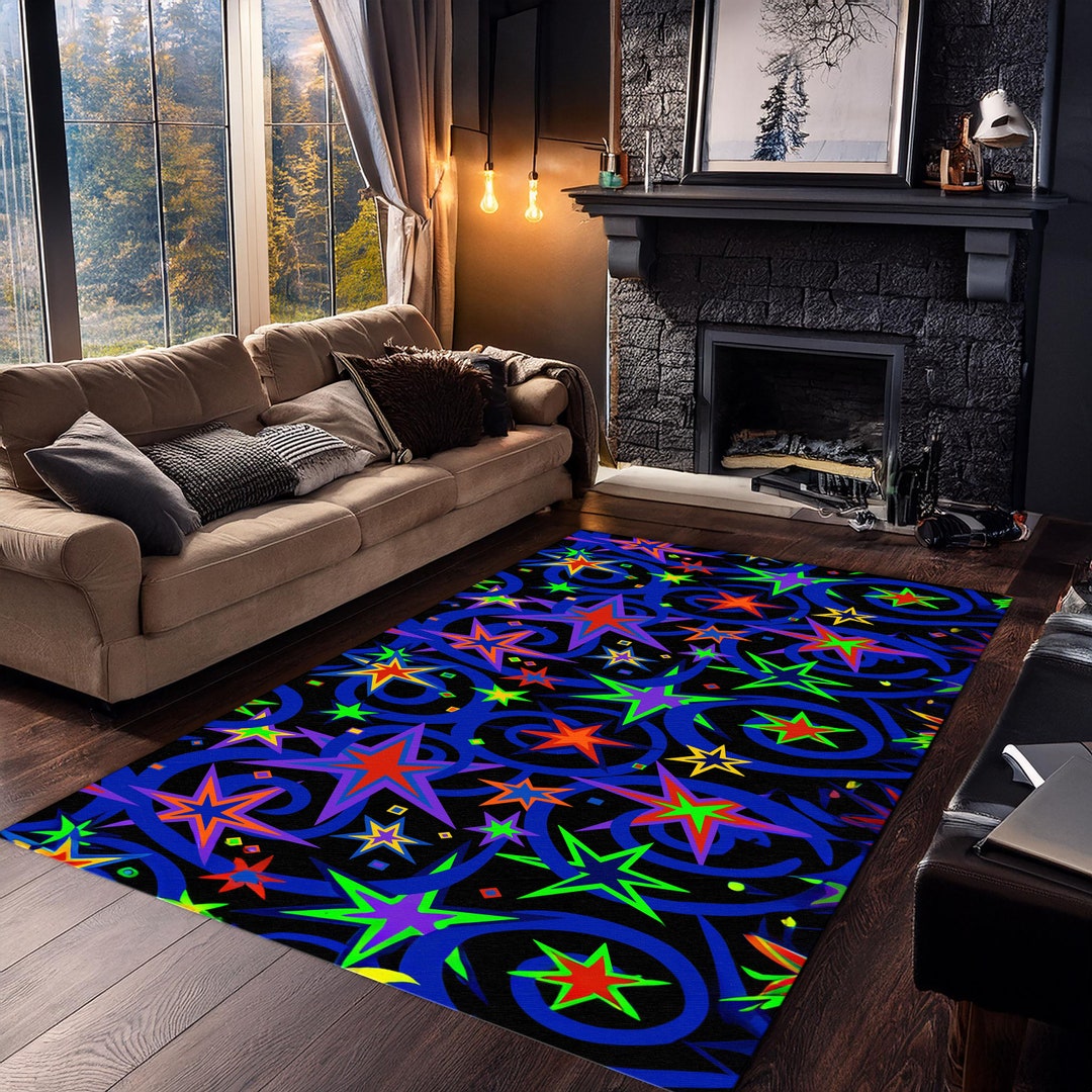 Arcade Stars Rug, Bowling Alley Carpet, Arcade Bar Carpet, Retro Rug ...