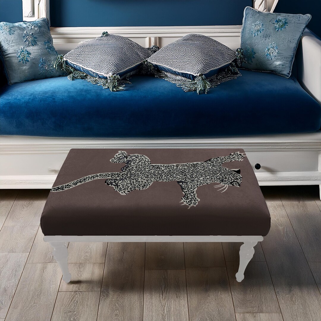 Tibetan Tiger Modern Bench | Rug Upholstered Wood Bench | Boho Chic ...