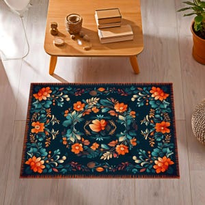 Botanical Floral Rug, Nouveau-inspired Decor, Vintage-inspired Rug ...