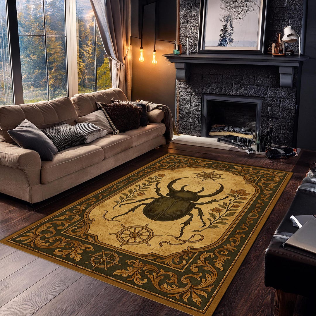Mystic Scarab Beetle Rug – Gothic Occult Carpet, Ancient Egyptian ...