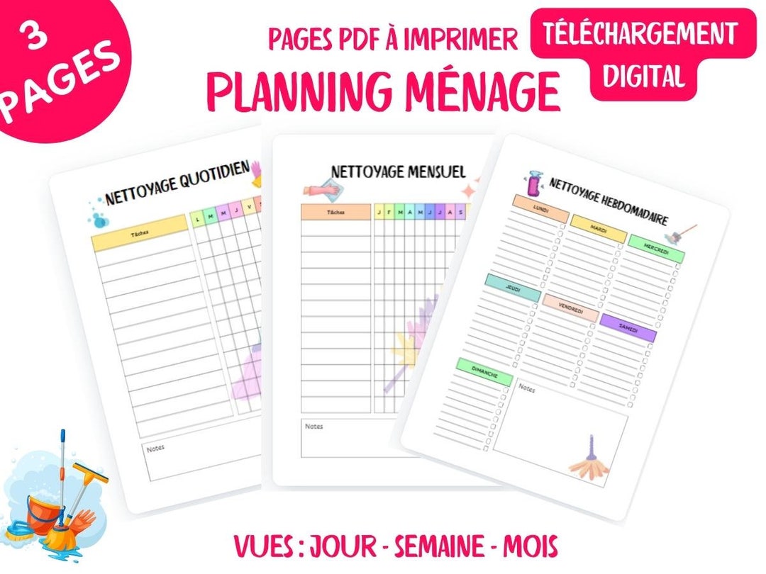 Cleaning Calendar Housekeeping Schedule Daily, Weekly, Monthly Cleaning ...