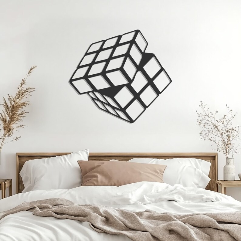 3D Rubik's Cube Metal Wall Art – Unique Puzzle Decor for Modern ...