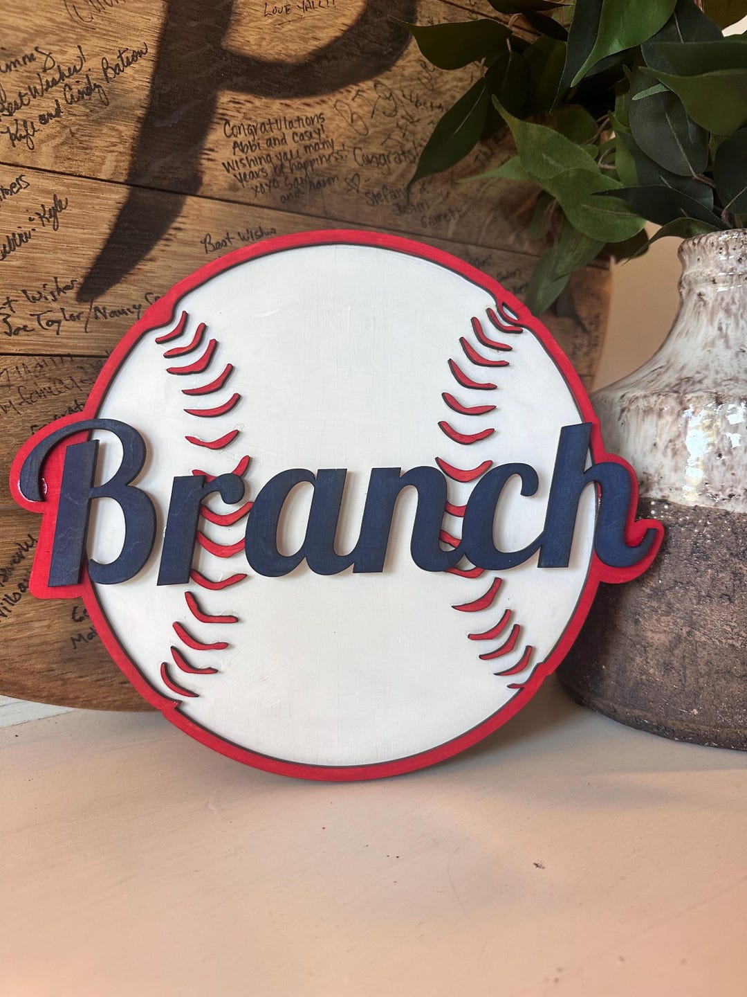 3D Custom Wood Ball Name Sign Boys Custom Sign Peronalized Baseball ...