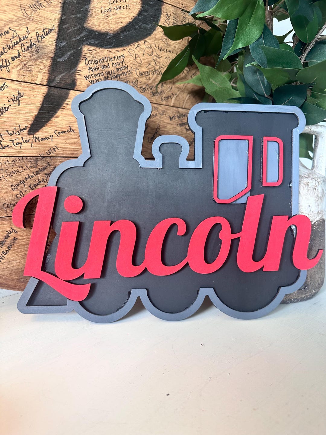 3D Custom Wood Train Name Sign Peronalized Train Name Sign Boys Room ...