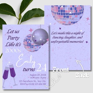 Disco Birthday Party Invitation Digital Template Purple Retro Dance ...