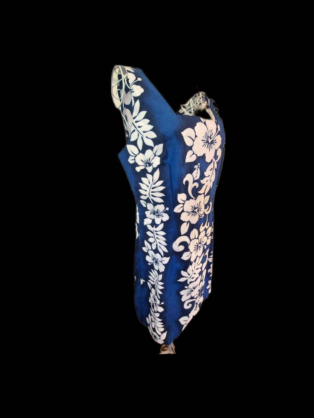 Royal Creations Vintage 1980s Blue & White Hibiscus Floral Dress - Etsy