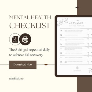 Daily Mental Health Checklist Recovery - Etsy